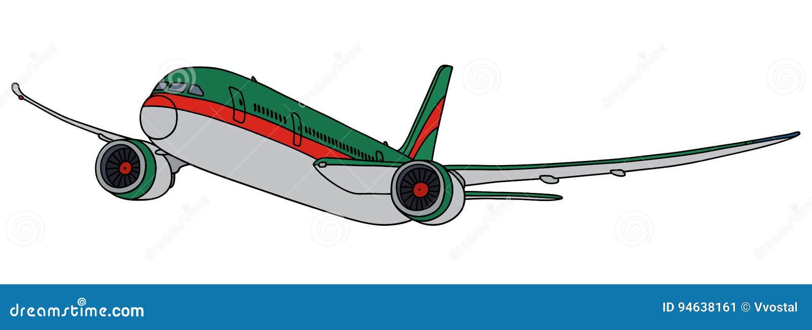 Green jet airliner stock vector. Illustration of flight - 94638161