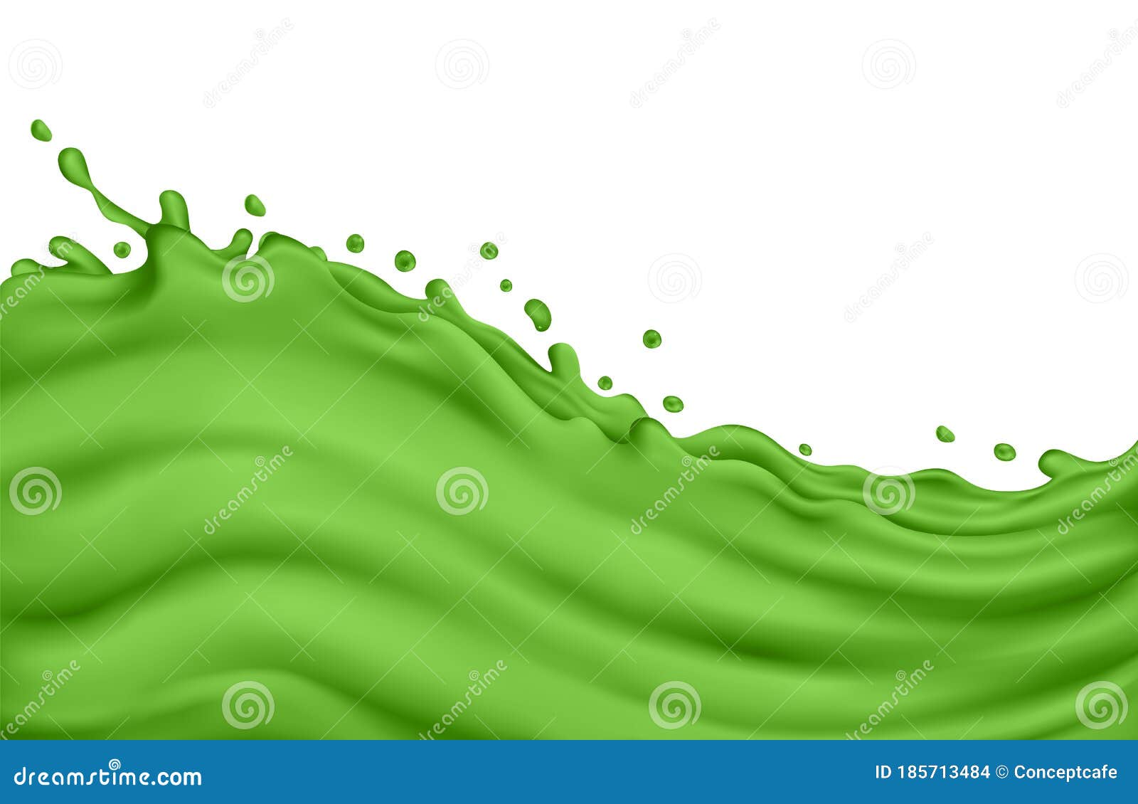 Green Juice Splash Wave on a White Background Stock Vector ...