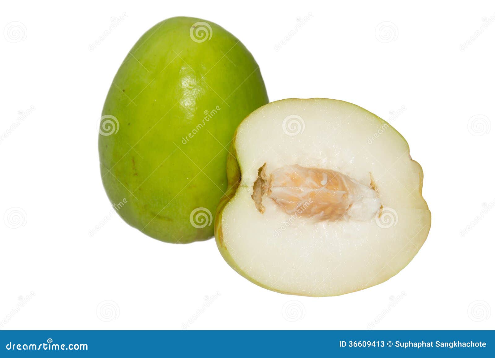 Green Jujube Or Monkey Apple Isolated On White Background Stock Image ...