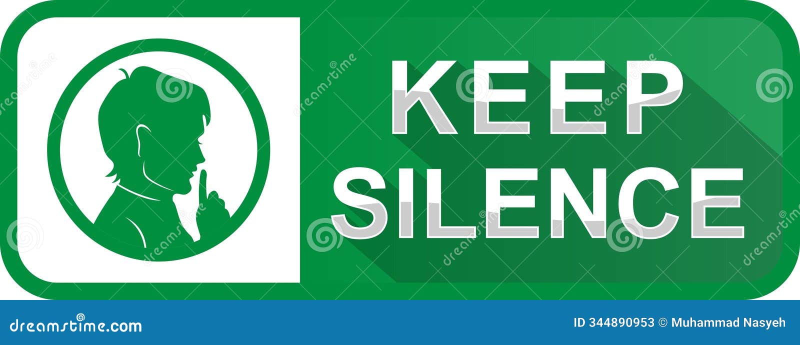 Green KEEP SILENCE Icon for Quiet Zones, Minimalist Vector on White ...