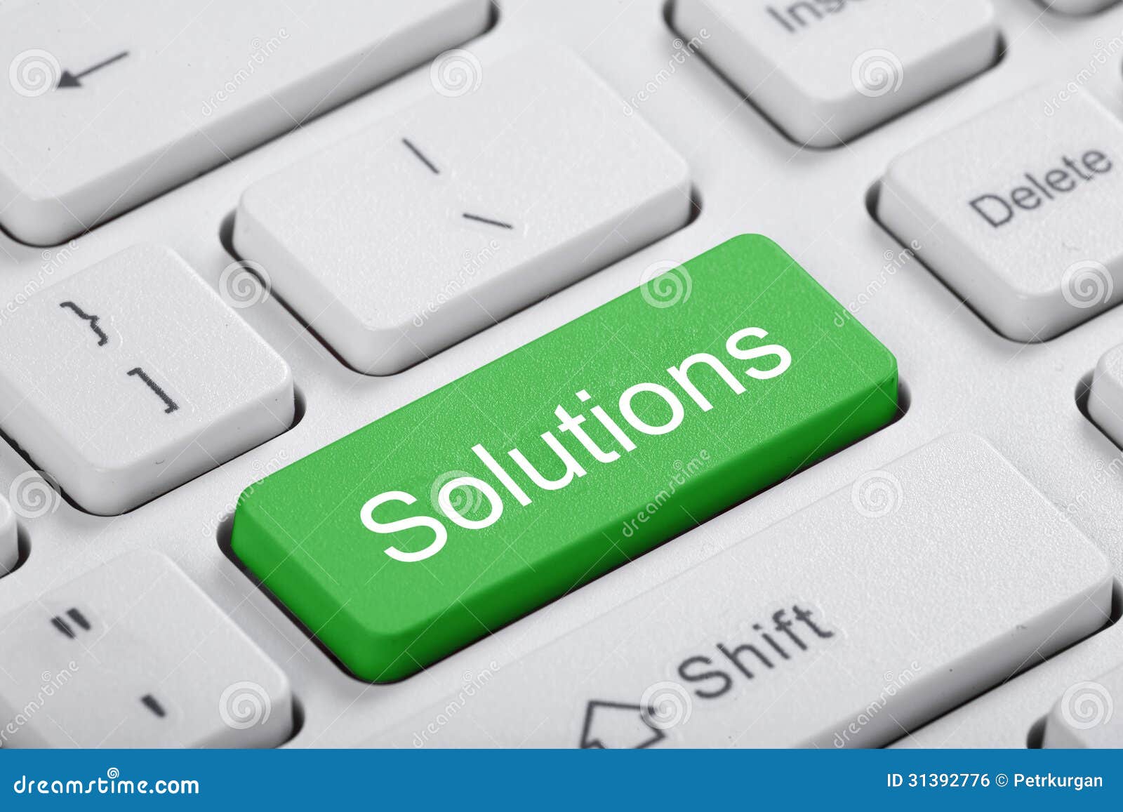 Green Key of the Computer. Solutions Stock Photo - Image of computer ...