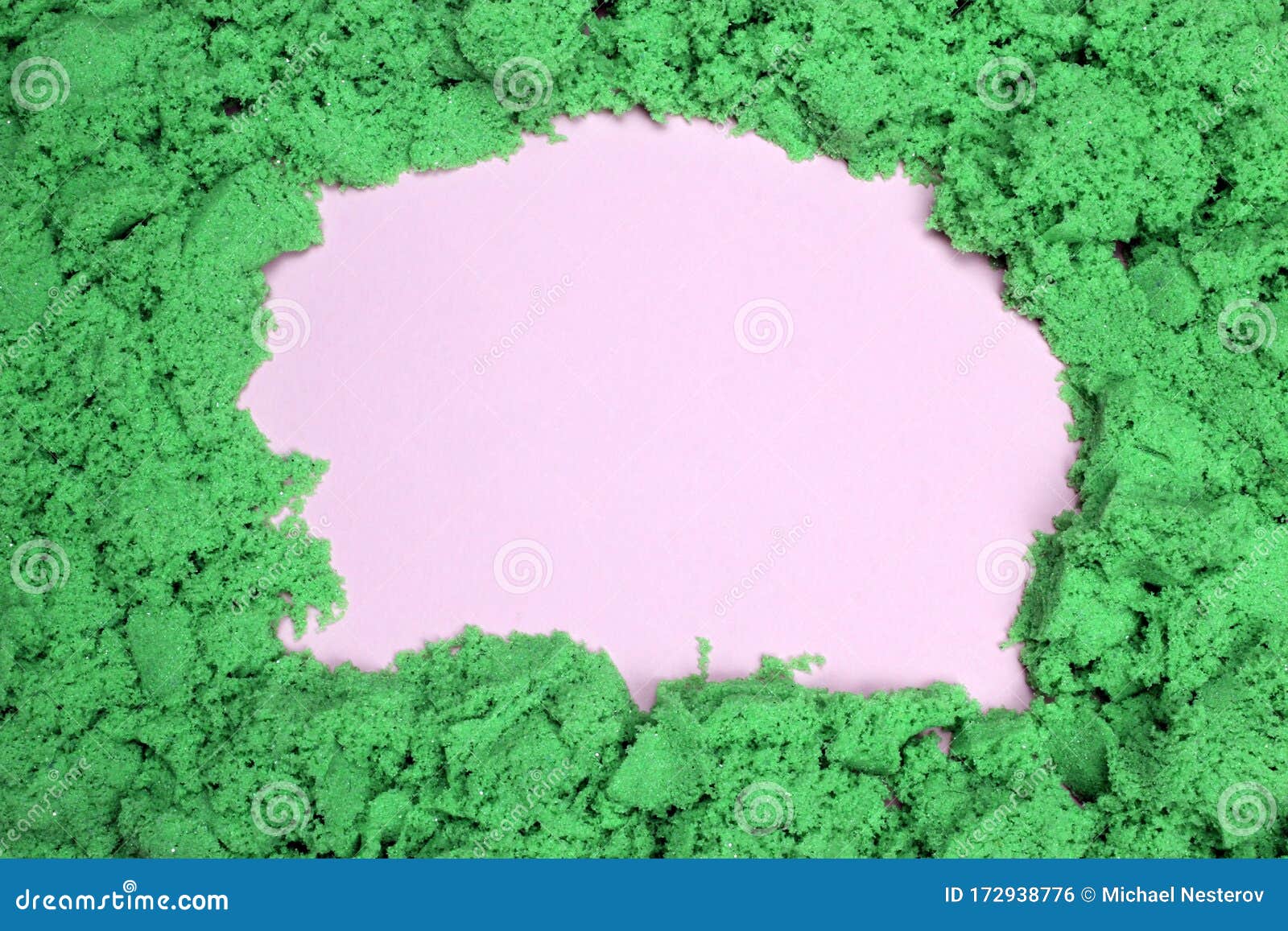 Green Kinetic Sand With Pink Starfish Plastic Sand Mold. Kids Sensory ...