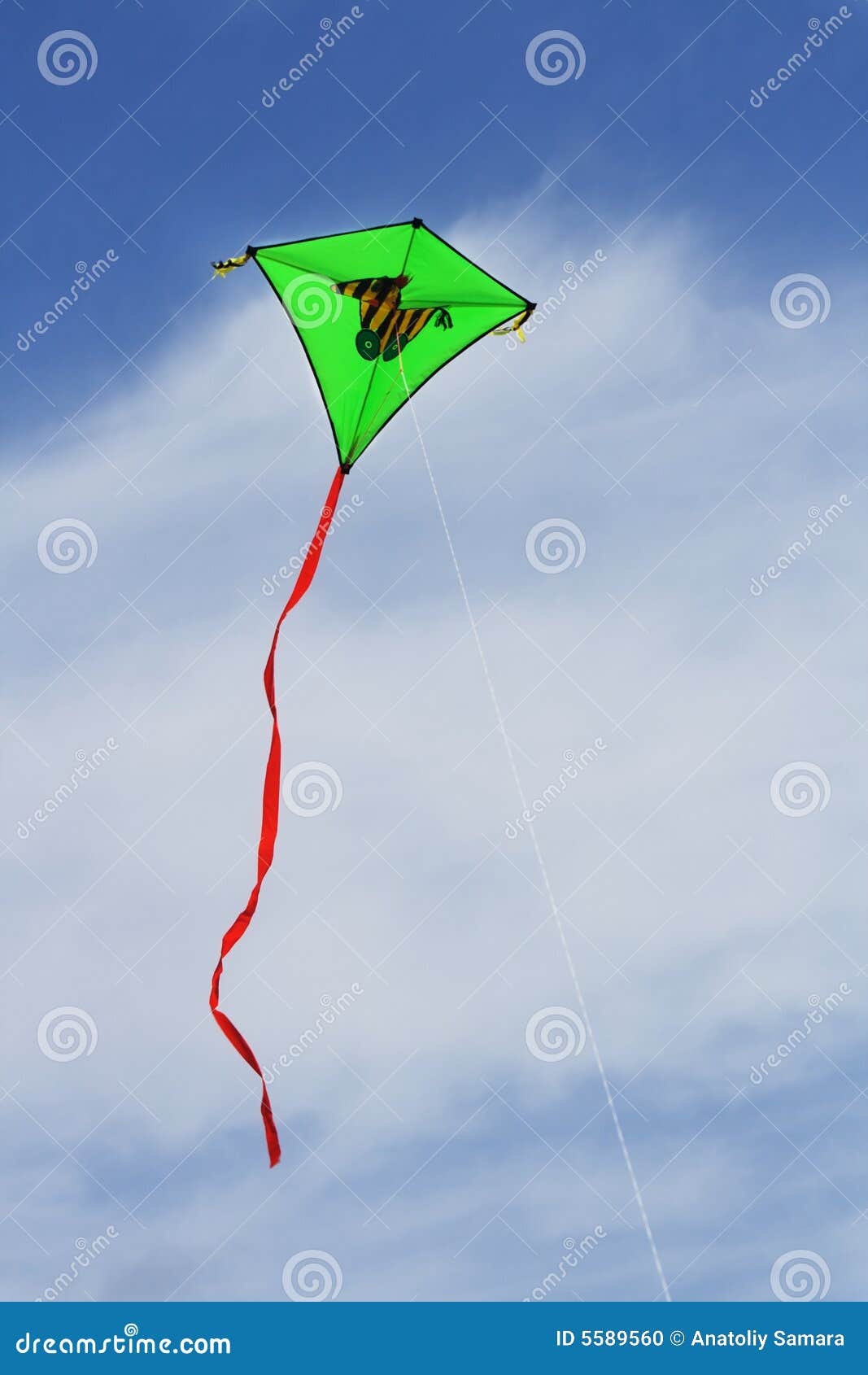 Green kite in the sky stock photo. Image of yellow, nose - 5589560