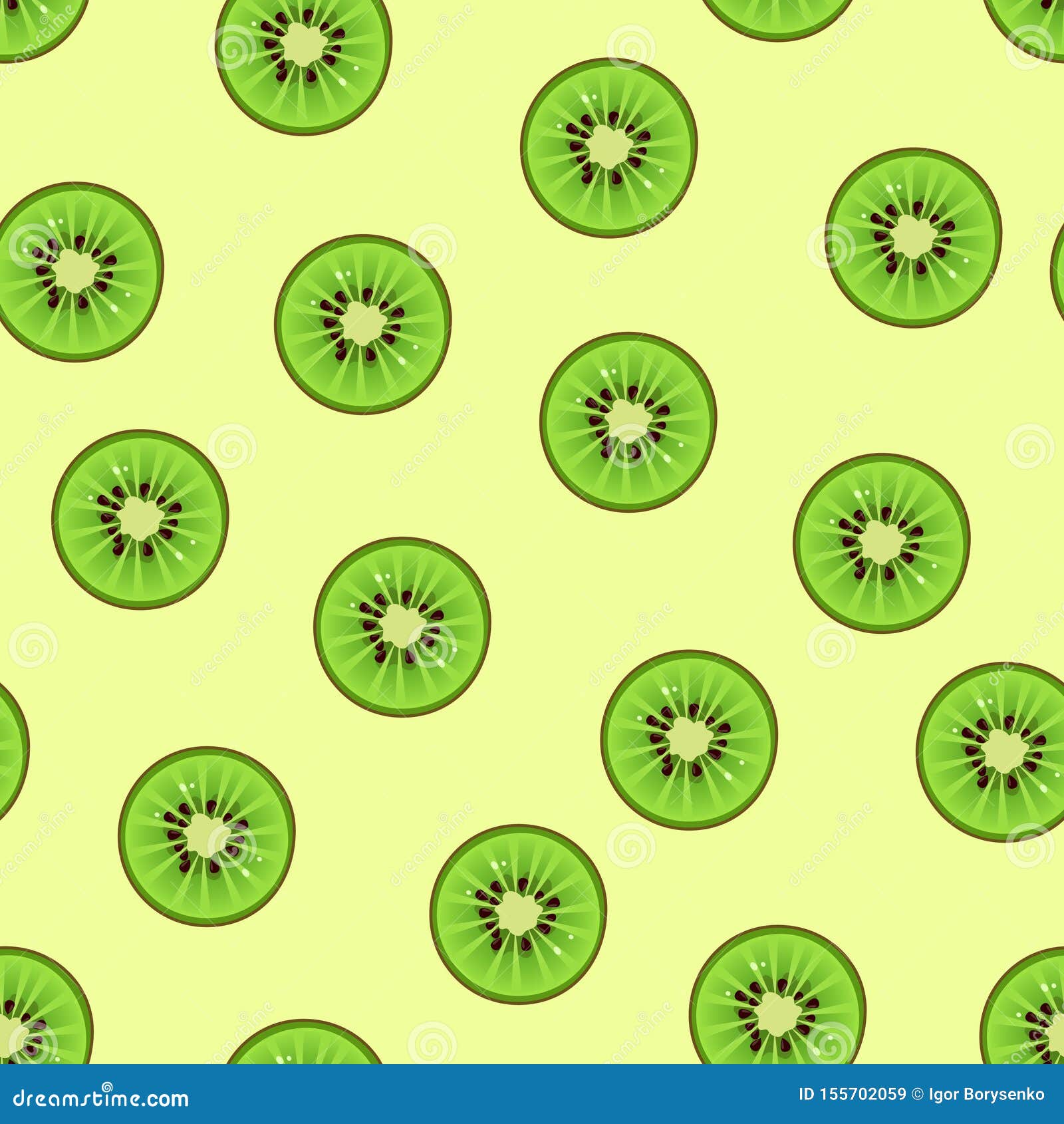 Green Kiwi Cut And Whole In Bright Color Cartoon Flat Style Isolated On ...