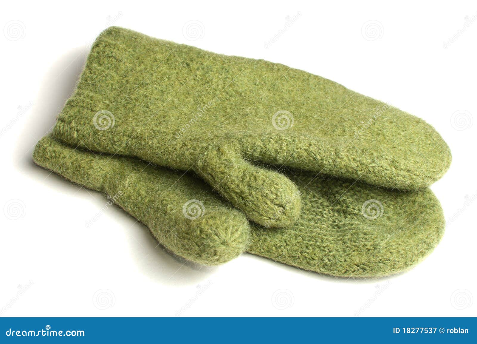 Green knitted mittens stock image. Image of wollen, unisex - 18277537