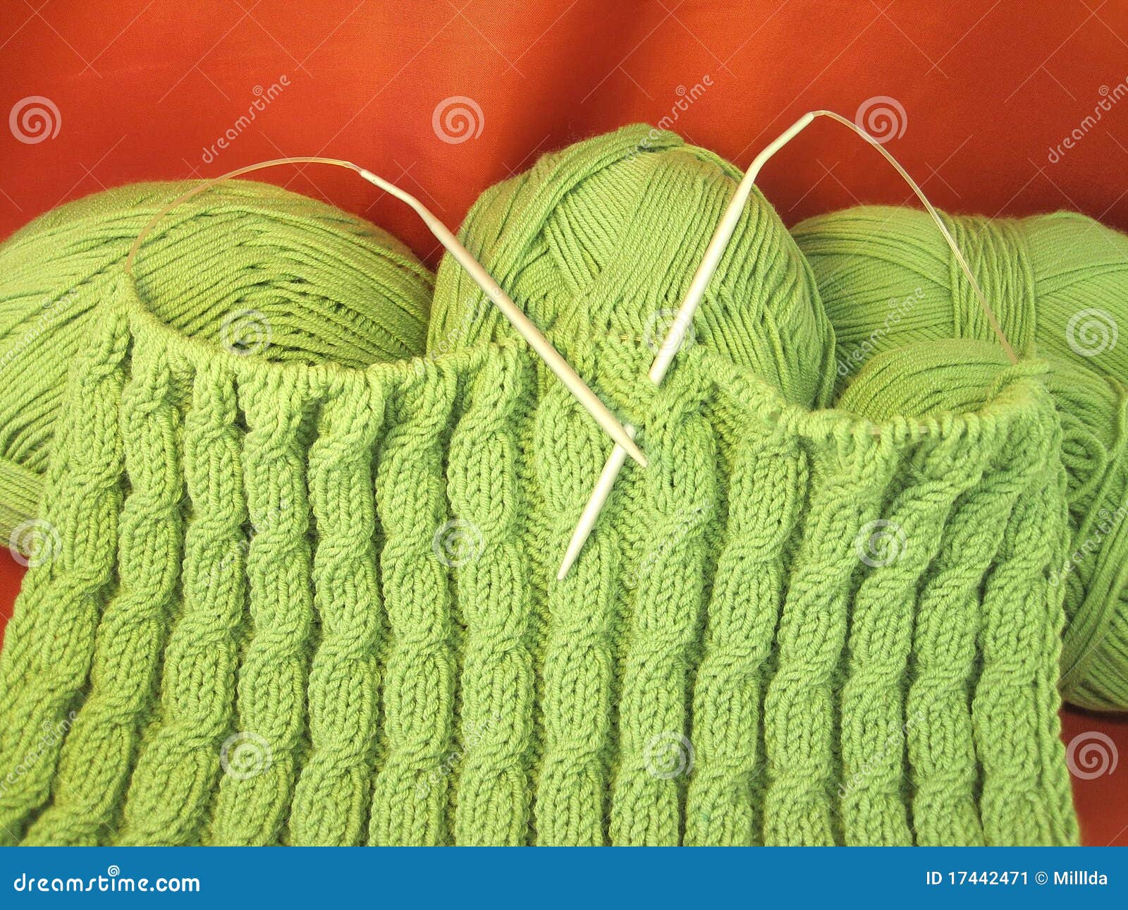 Green knitting stock image. Image of crafts, craftsmanship - 17442471