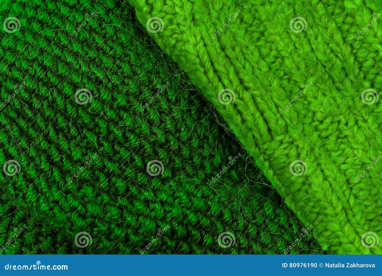 Green Knitting Wool Texture Background. Colorful Knitted Horizon Stock ...