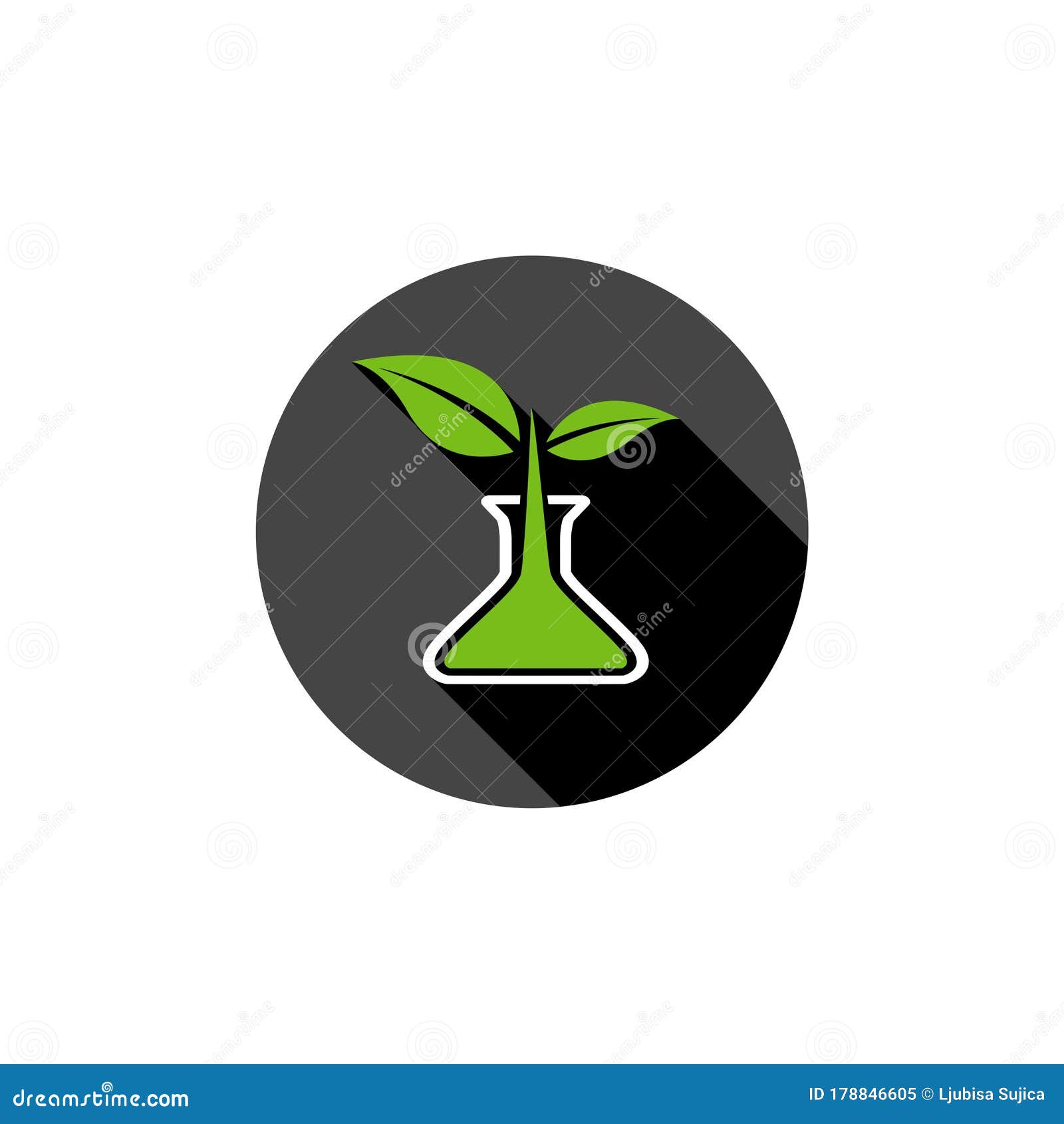 Green Lab Logo Template Design with Long Shadow Stock Illustration ...