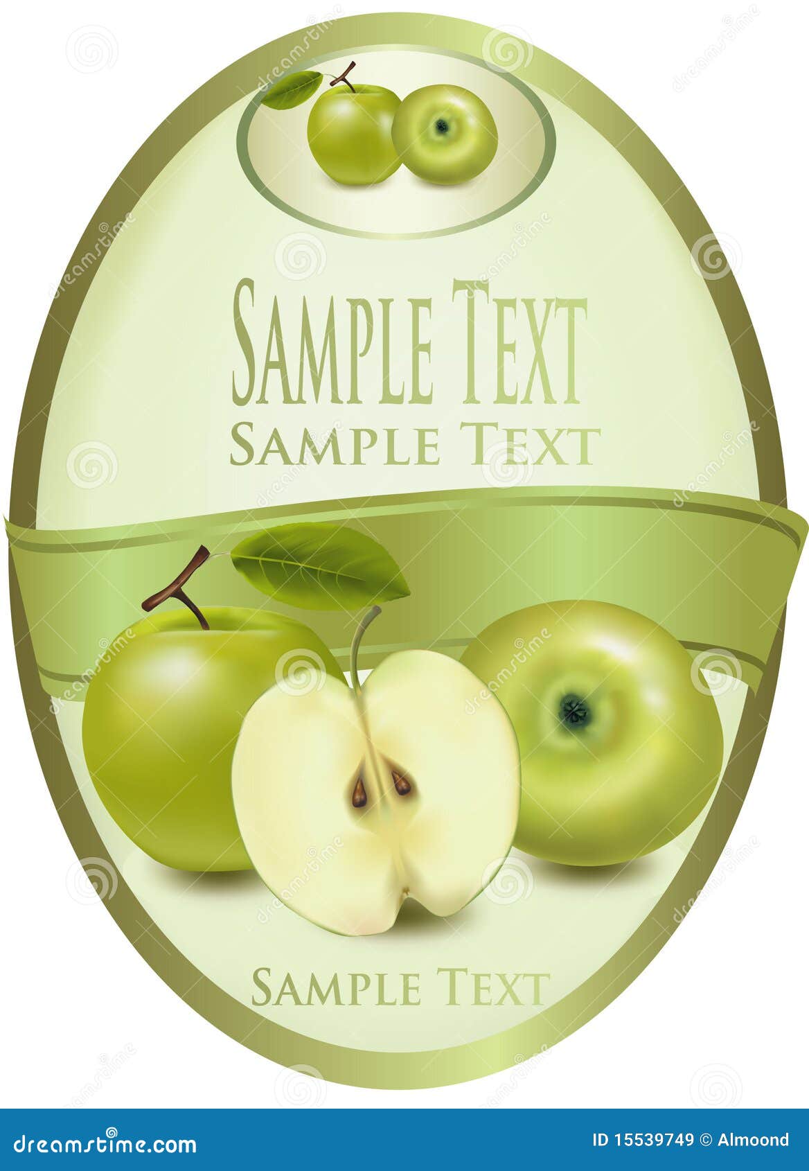 Green Label with Green Apples. Stock Vector - Illustration of nature ...