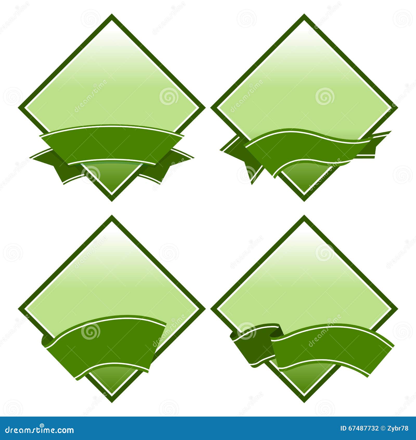 Green label with ribbon stock vector. Illustration of emblem - 67487732