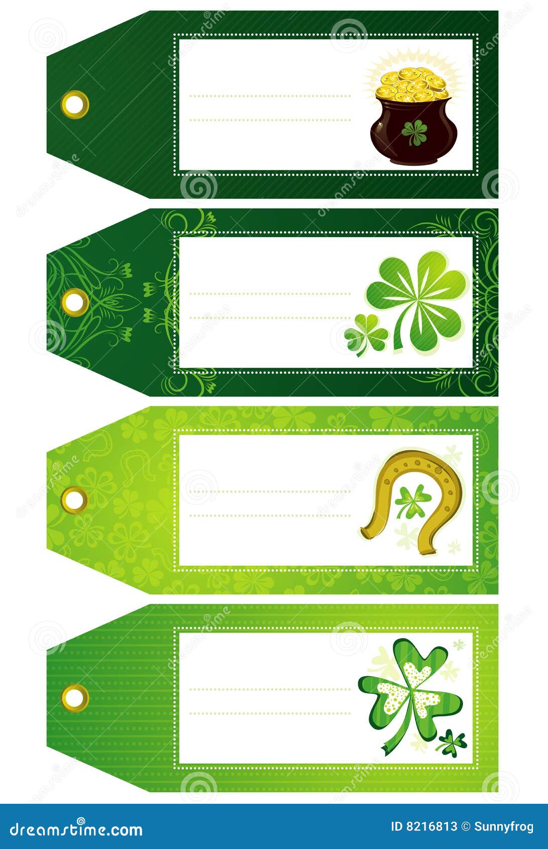 Green Labels with Shamrock, Vector Stock Vector - Illustration of ...
