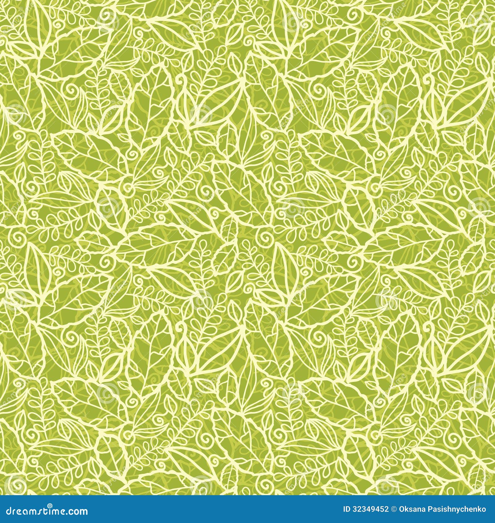 Green Lace Leaves Seamless Pattern Background Stock Vector ...