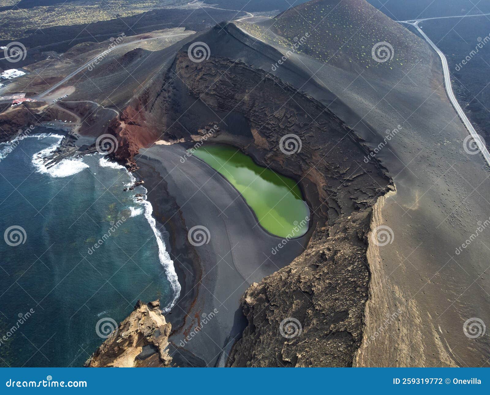 Green Lake in Lanzarote Aerial View Stock Photo - Image of islands ...
