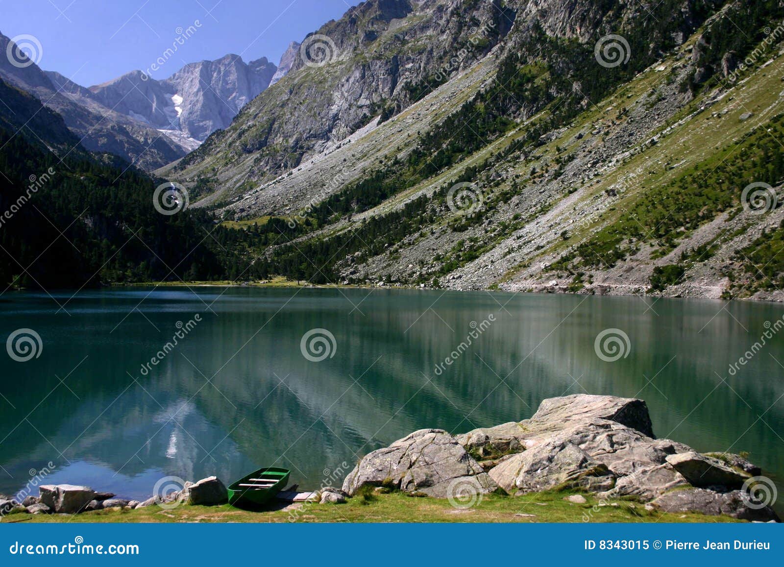 Green Lake in Pyrenees Mountains Stock Image - Image of cauterets, snow ...