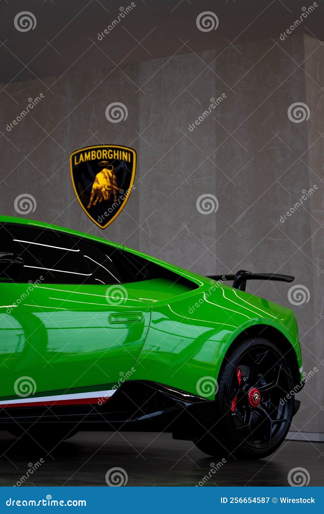 Green Lamborghini Huracan with a Logo Editorial Photography - Image of ...