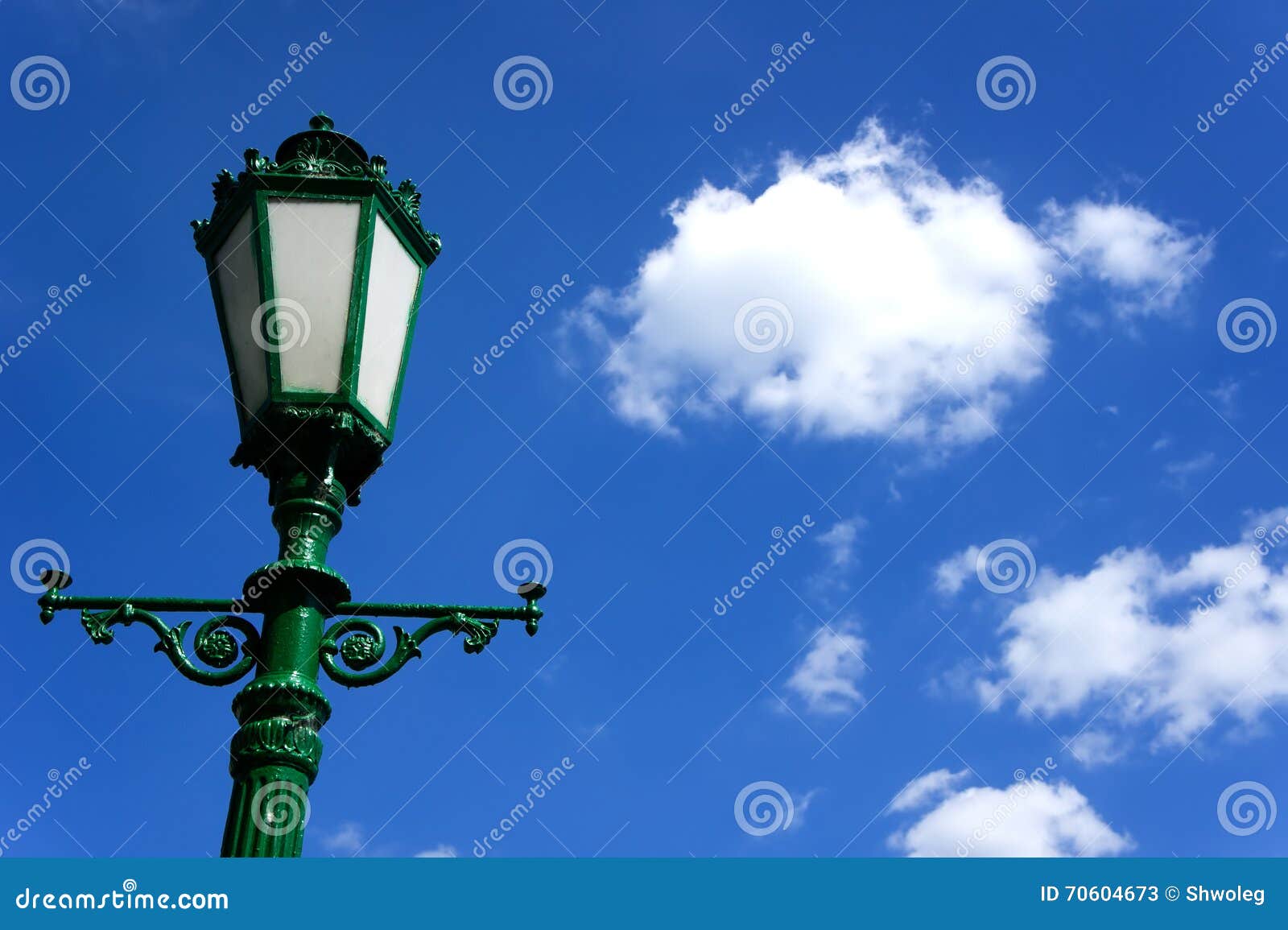 Green Lamppost on Background of Blue Sky Stock Image - Image of fixture ...