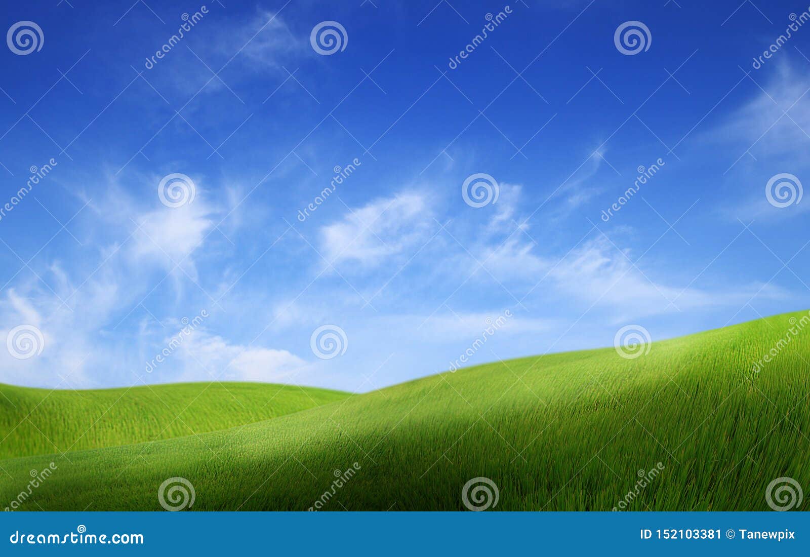 Green Land with Blue Sky Landscape Background Stock Image - Image of ...