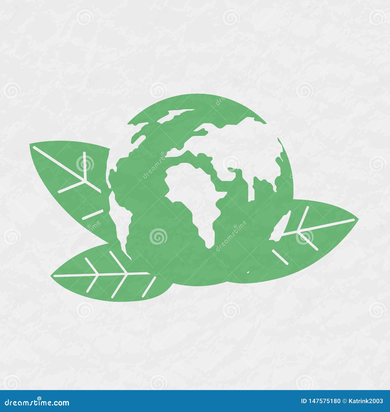 Green Land with Leaves in Flat Style with Texture. the Concept of the ...