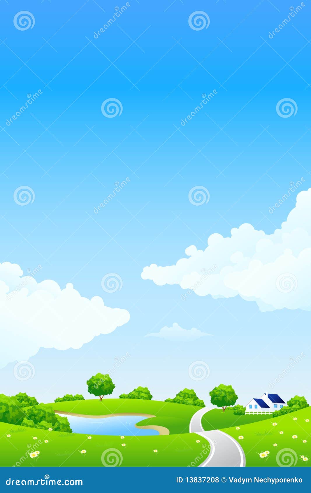 Green landscape stock vector. Illustration of tree, land - 13837208