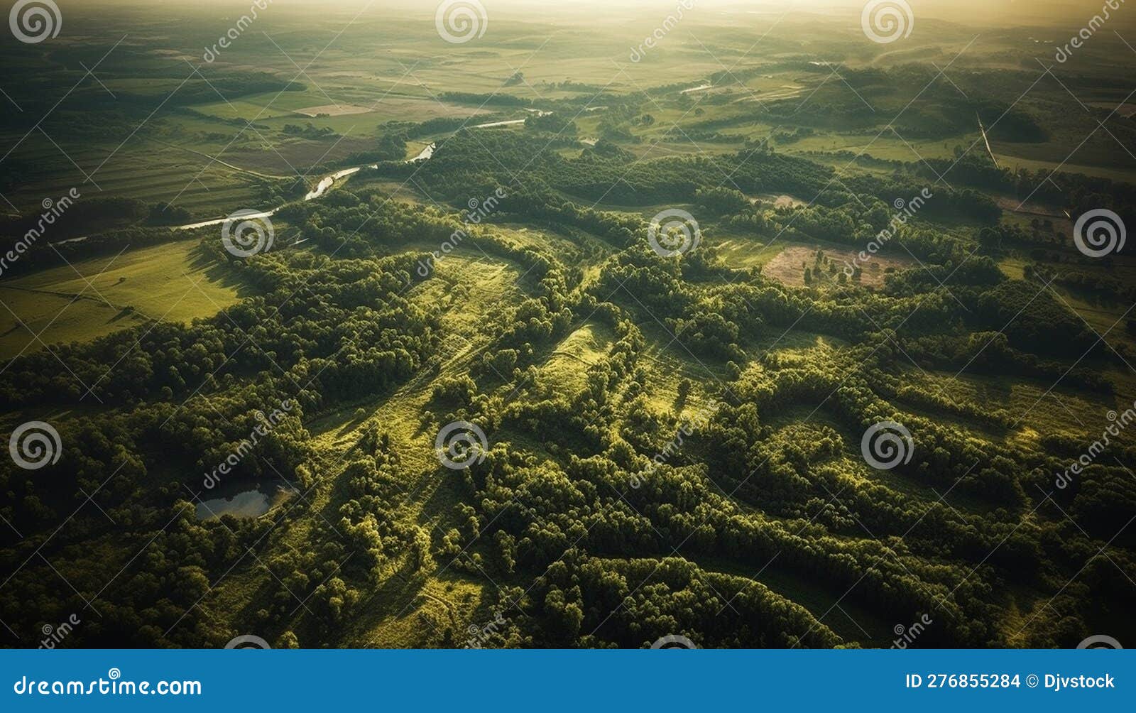 Green Landscape, Flying Drone Captures Nature Beauty Generated by AI ...