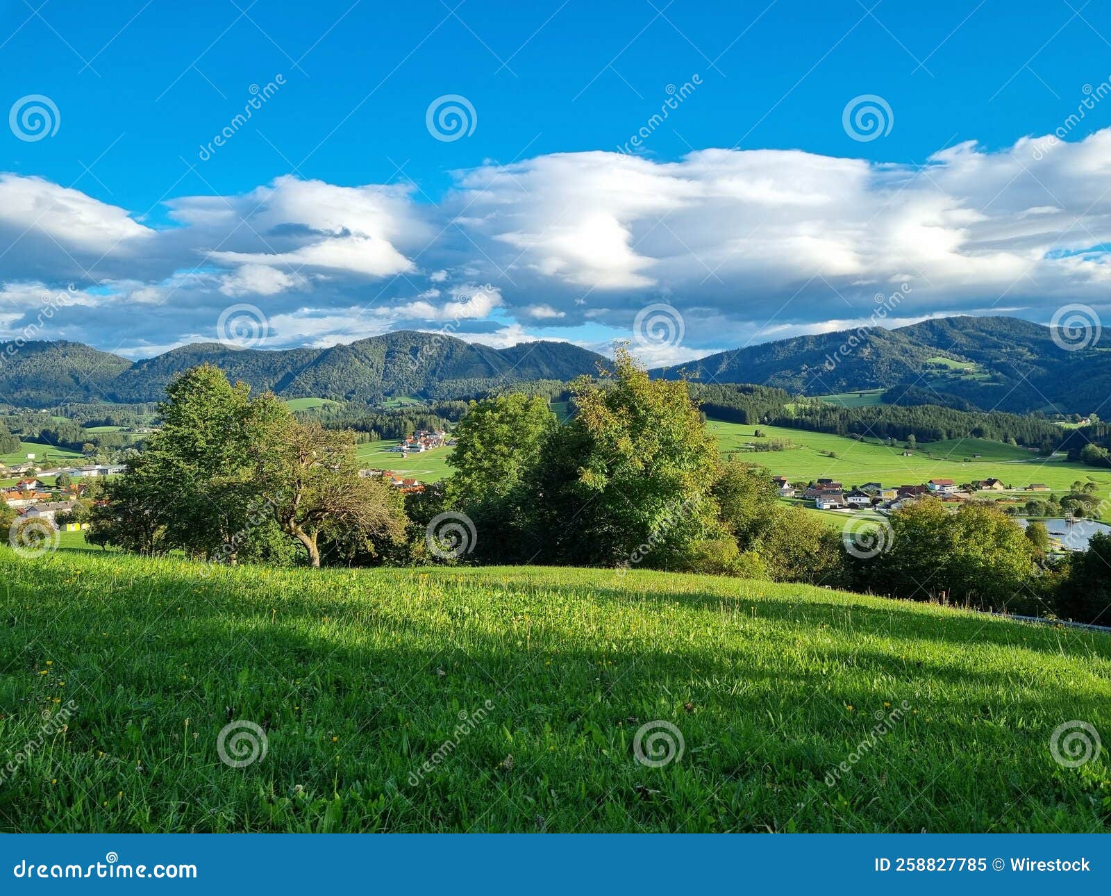 Green Landscape in a Mountain Town Stock Image - Image of beautiful ...