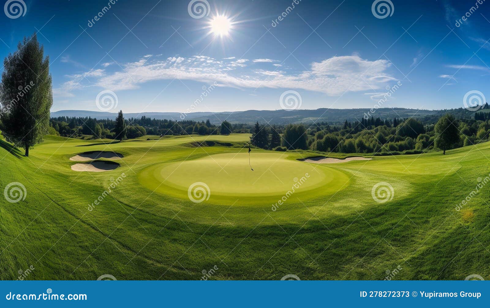 Green Landscape, Tranquil Golf Course, Nature Beauty Generated by AI ...