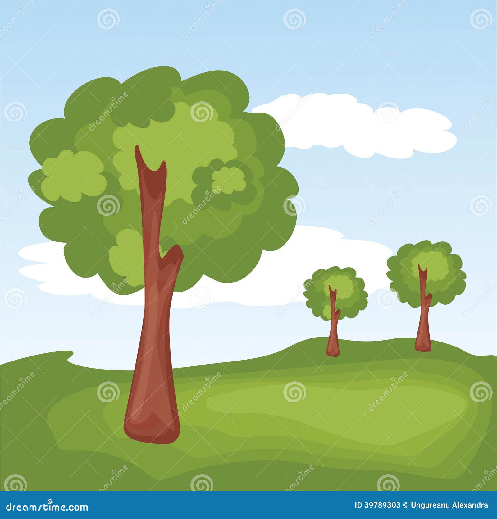Green Landscape with Trees stock vector. Illustration of vector - 39789303