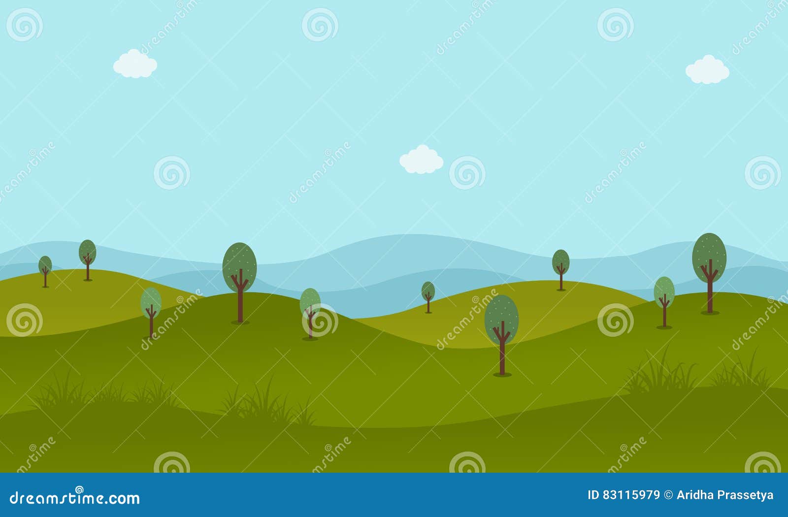 Green Landscape Vector Flat Illustration Stock Vector - Illustration of ...