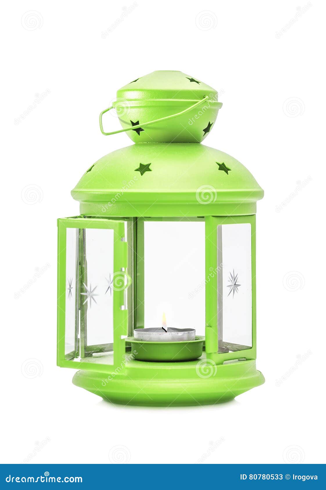 Green Lantern with Flame Isolated Stock Image - Image of glowing ...