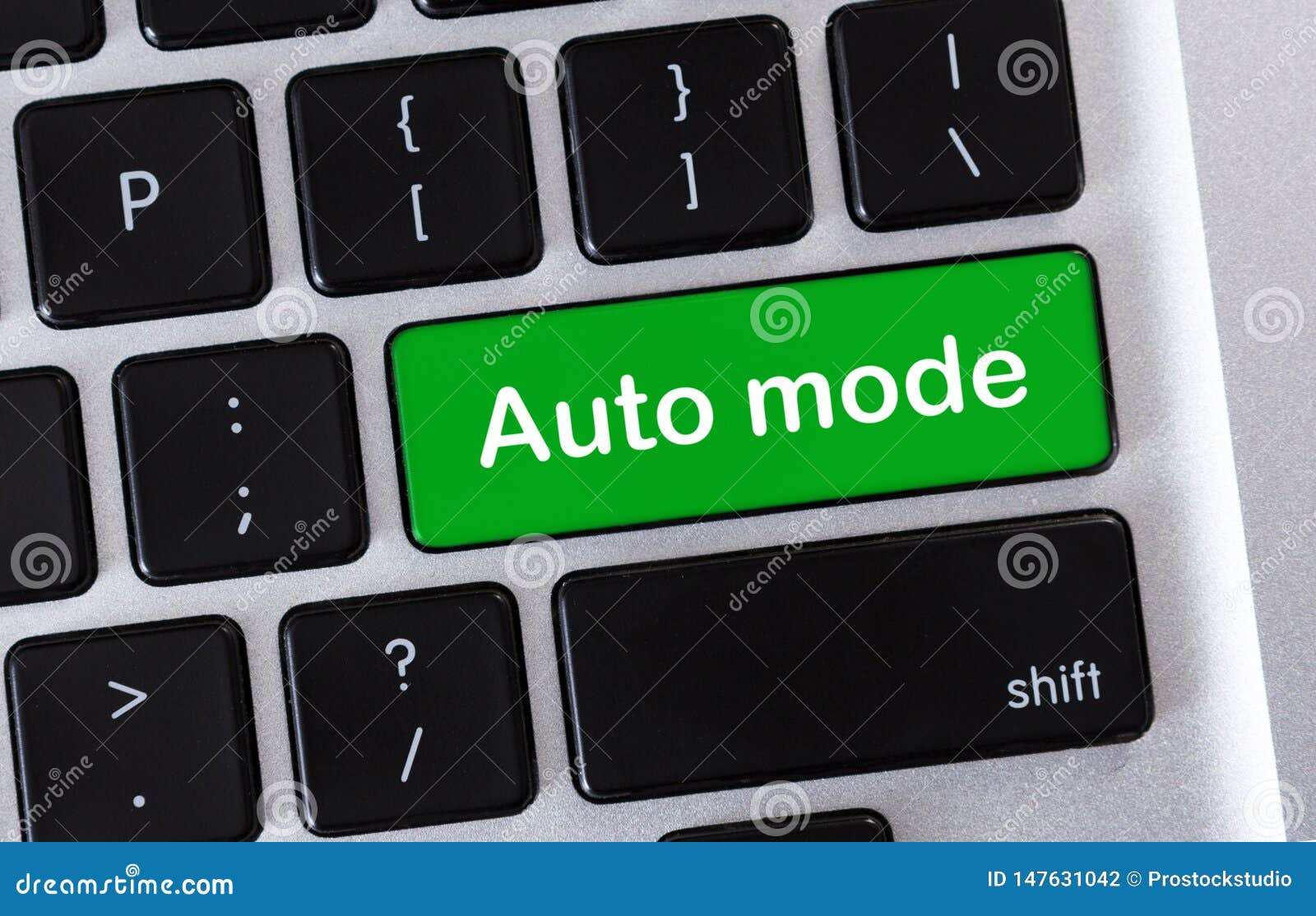 Green Laptop Button with Text Auto Mode Stock Photo - Image of design ...