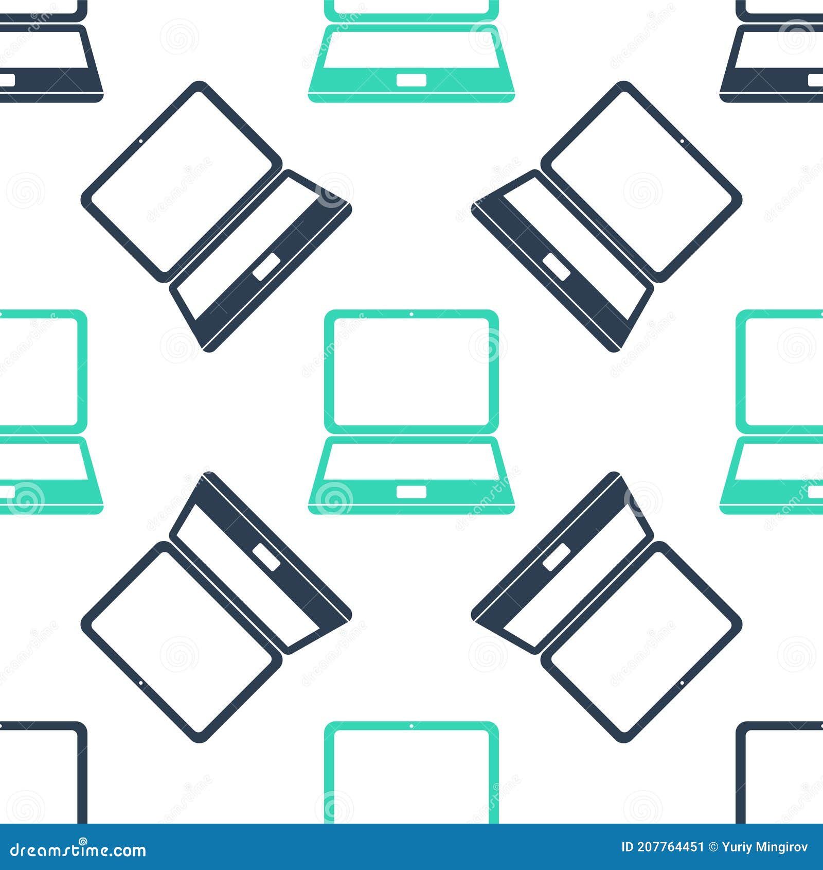 Green Laptop Icon Isolated Seamless Pattern on White Background ...