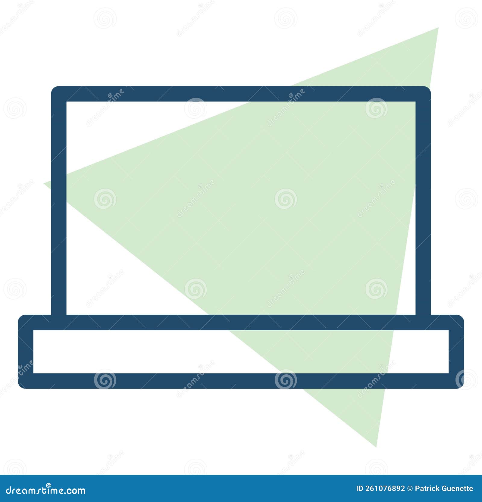 Green laptop, icon stock vector. Illustration of vector - 261076892