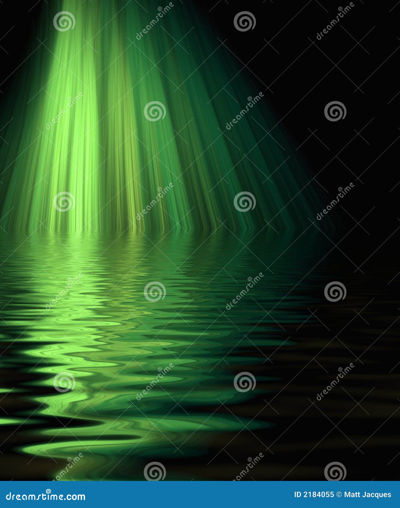 Green laser beams on water stock illustration. Illustration of ...
