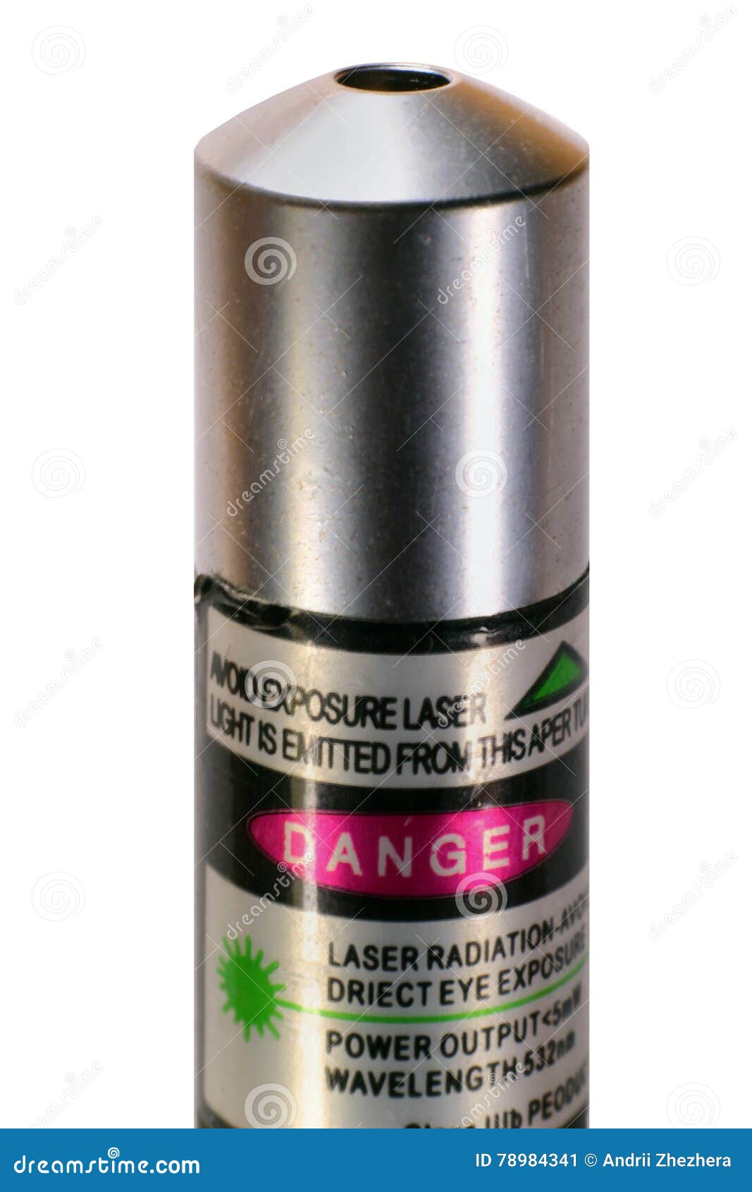 Green Laser Pointer with Warning Label Isolated on White Stock Image ...