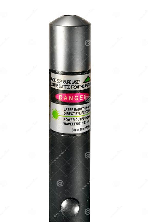 Green Laser Pointer with Warning Label Isolated on White. Stock Image ...