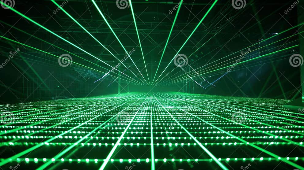 Green Laser Rays in Abstract Dark Space for Background, Light Lines of ...