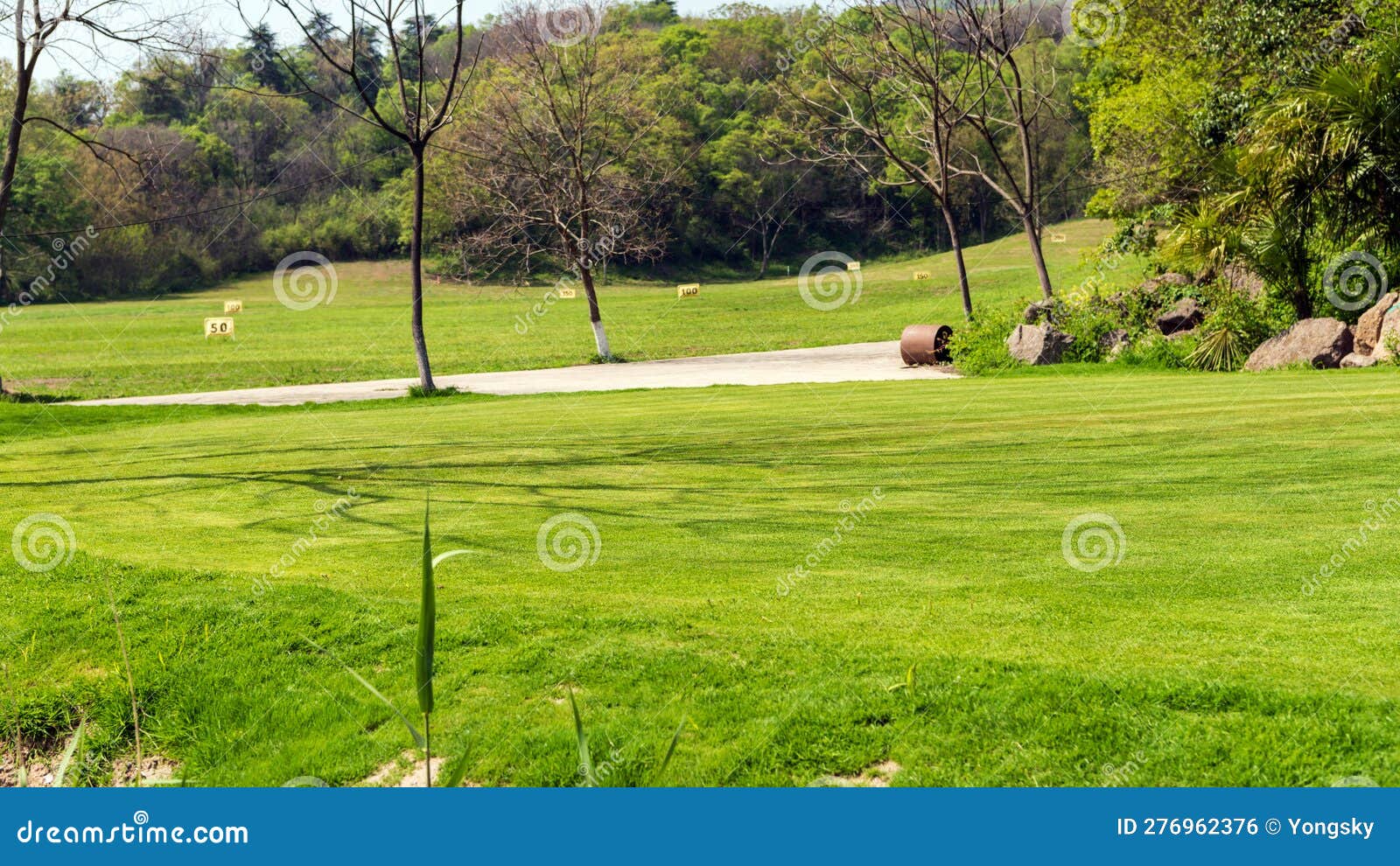 The Green Lawn of the Golf Course in Spring Stock Photo - Image of ...