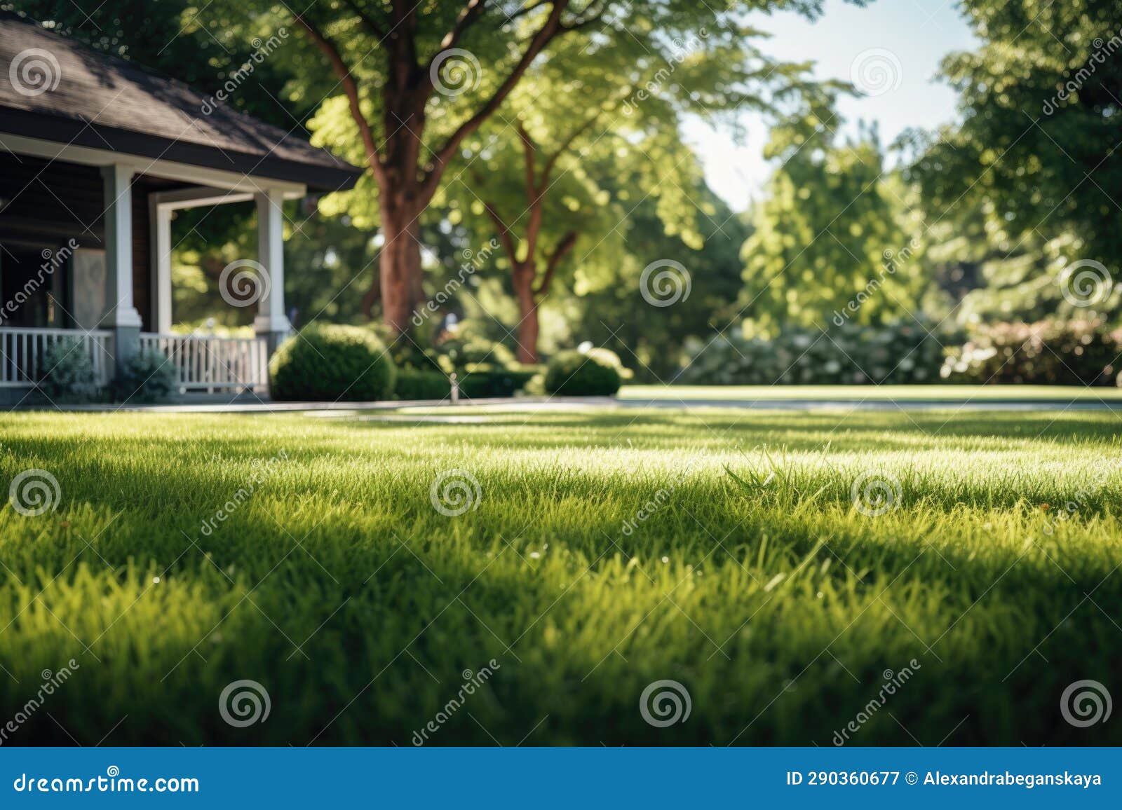 Green Lawn Smooth Grass Near the House Stock Illustration ...