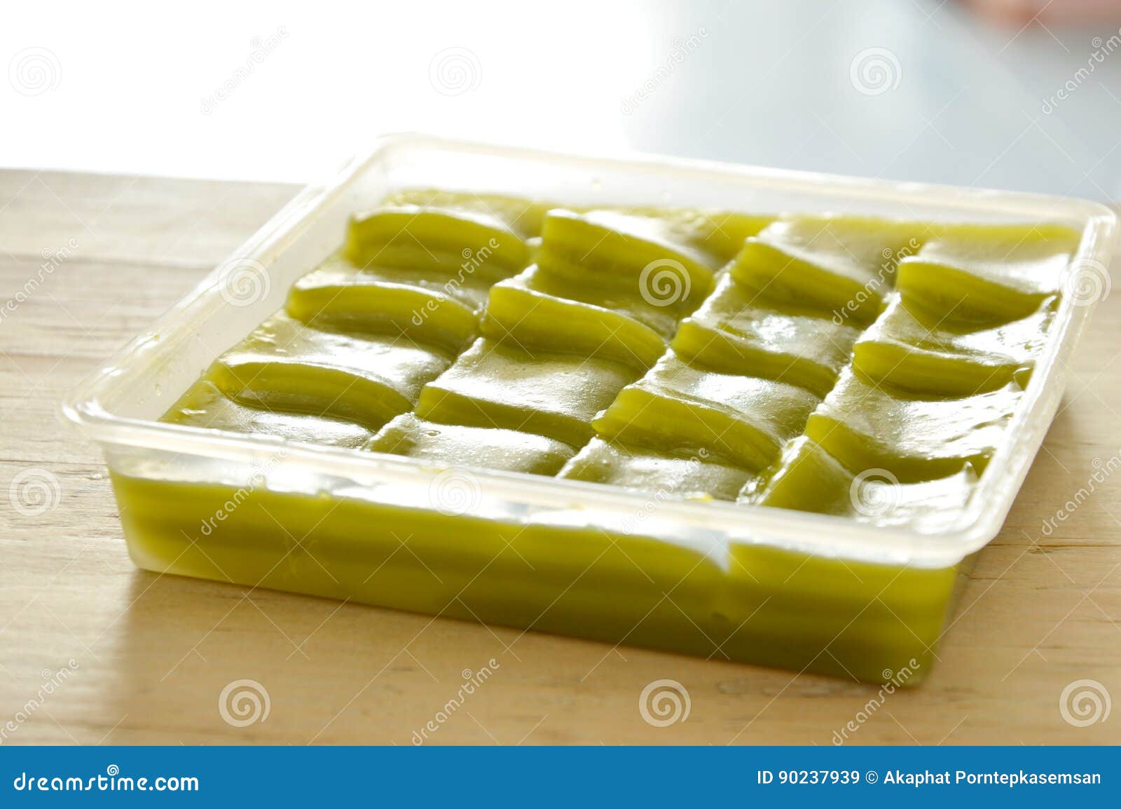 Green Layer Sweet Sticky Cake Thai Dessert on Tray Stock Image - Image ...