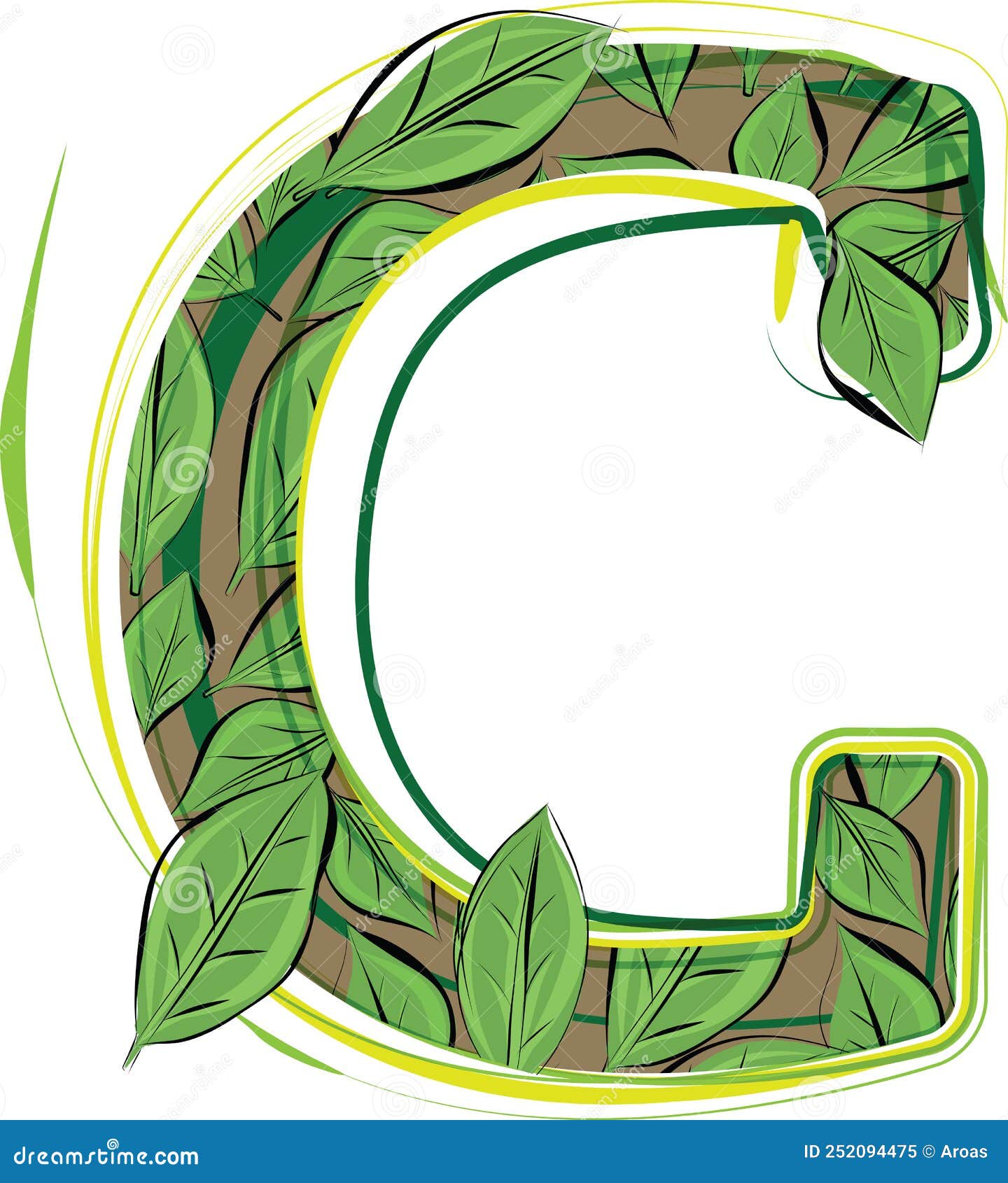 Green Leaf Alphabet Illustration LETTER C Stock Vector - Illustration ...
