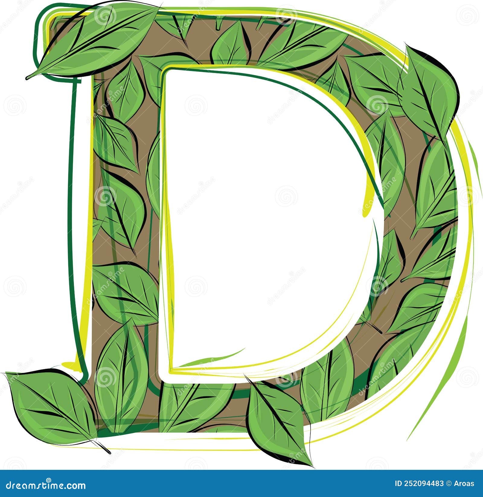 Green Leaf Alphabet Illustration LETTER D Stock Vector - Illustration ...
