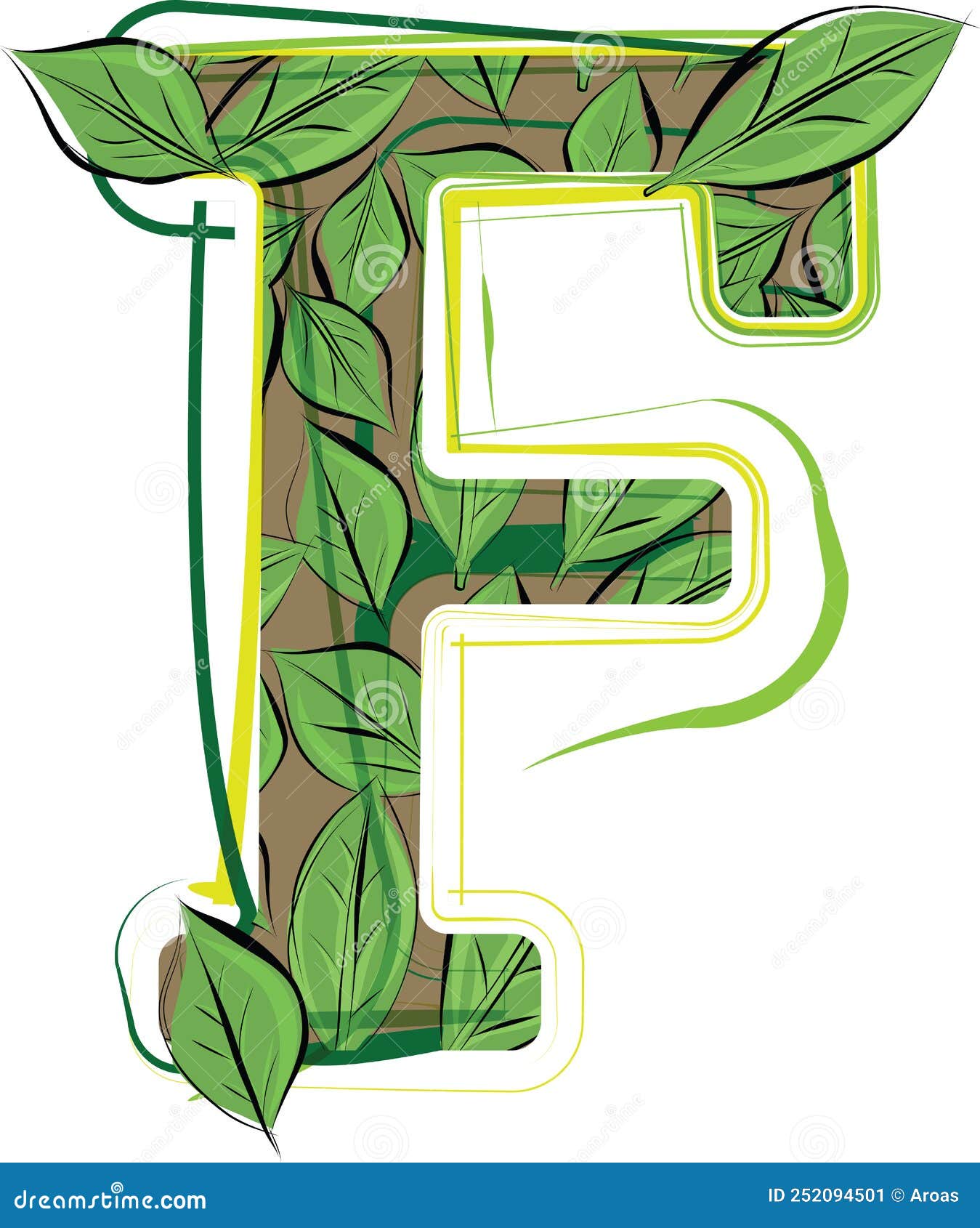 Green Leaf Alphabet Illustration LETTER F Stock Vector - Illustration ...