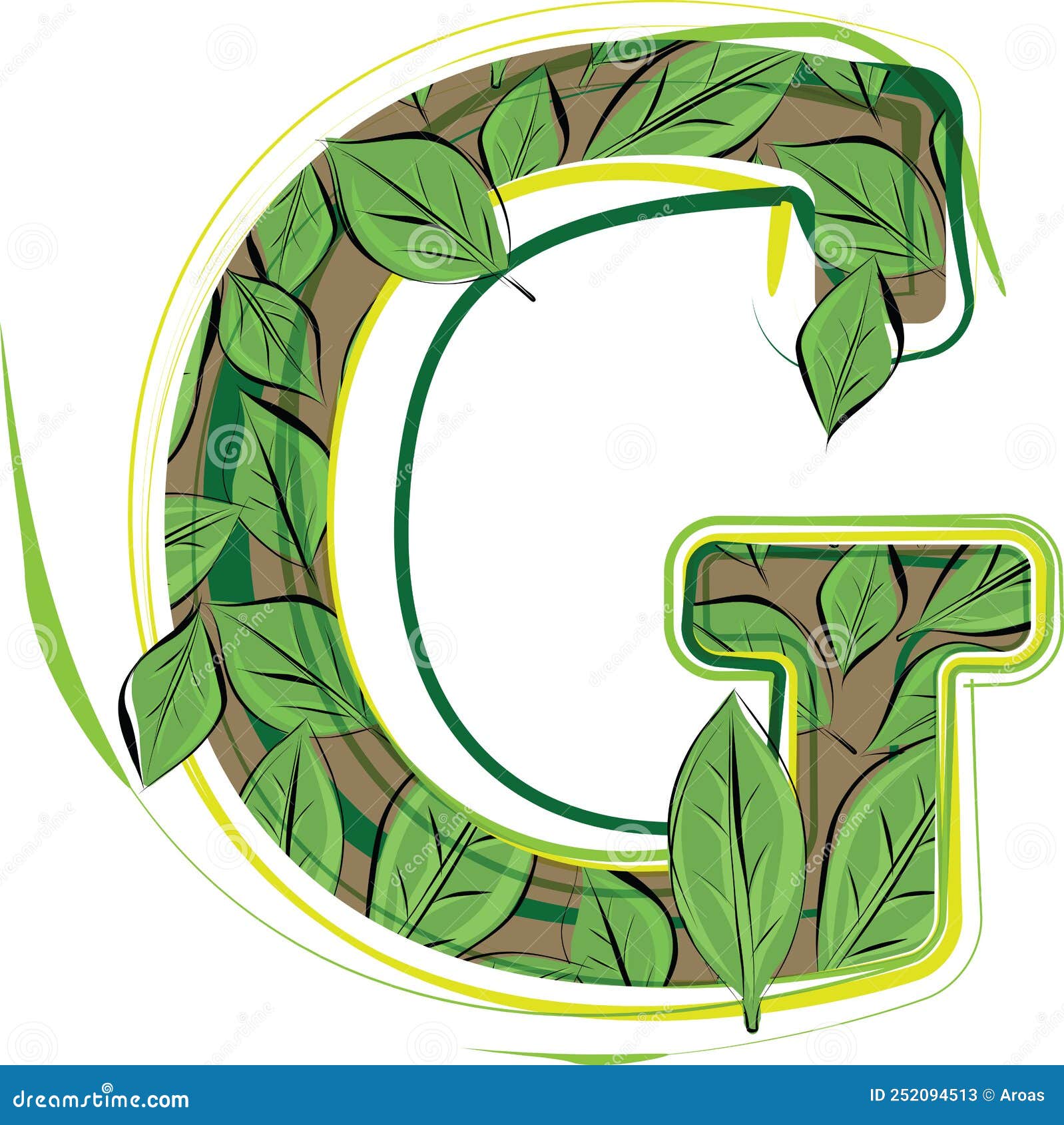 Green Leaf Alphabet Illustration LETTER G Stock Vector - Illustration ...