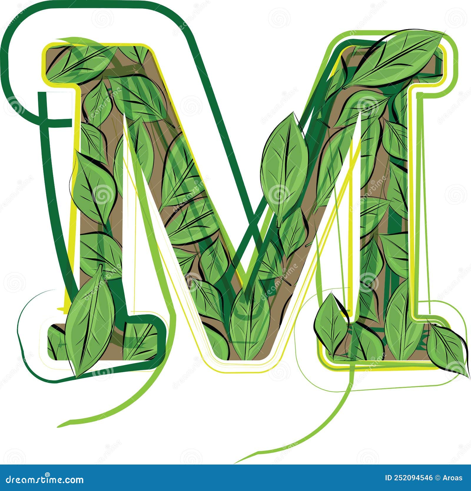 Green Leaf Alphabet Illustration LETTER M Stock Vector - Illustration ...