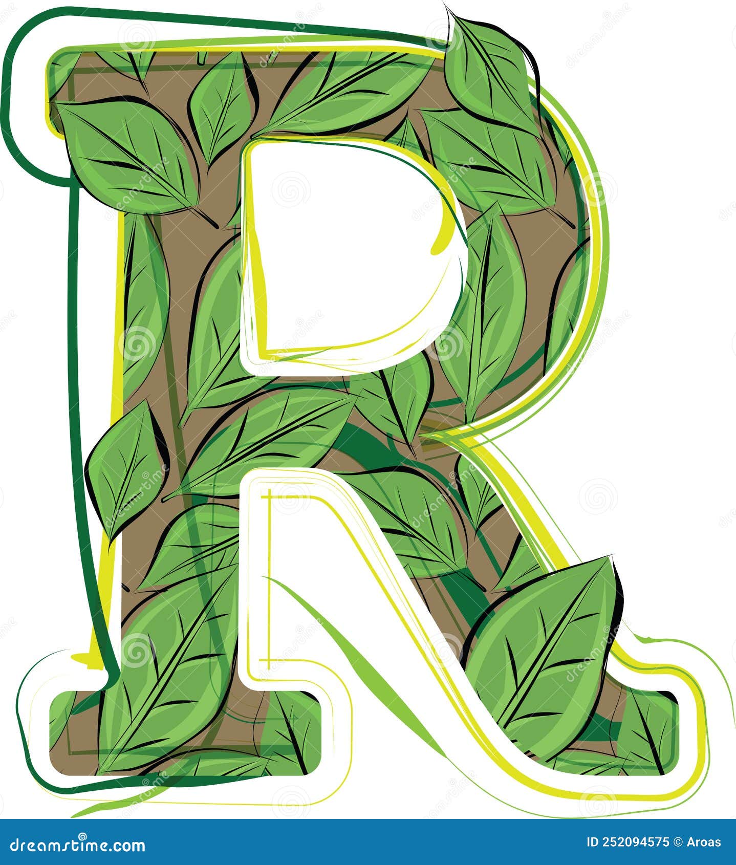Green Leaf Alphabet Illustration LETTER R Stock Vector - Illustration ...