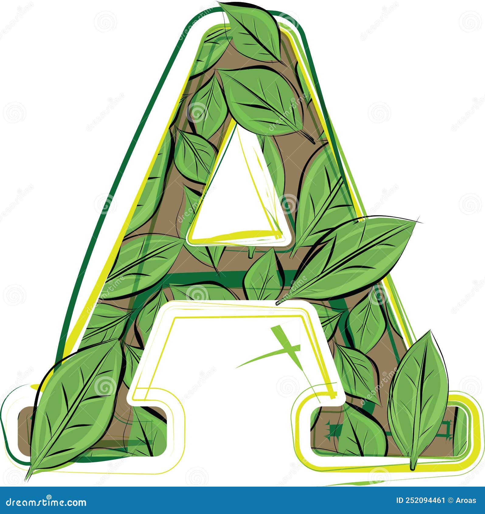 Green Leaf Alphabet Illustration LETTER a Stock Vector - Illustration ...