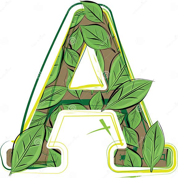 Green Leaf Alphabet Illustration LETTER a Stock Vector - Illustration ...