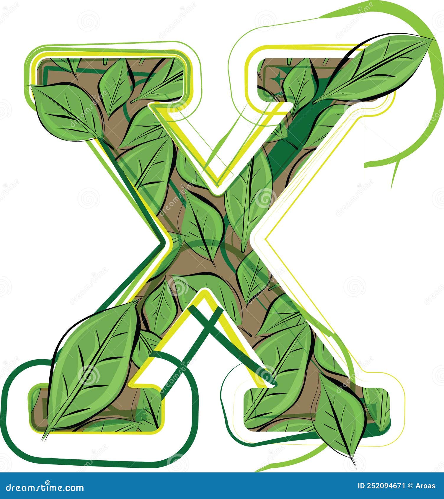 Green Leaf Alphabet Illustration LETTER X Stock Vector - Illustration ...