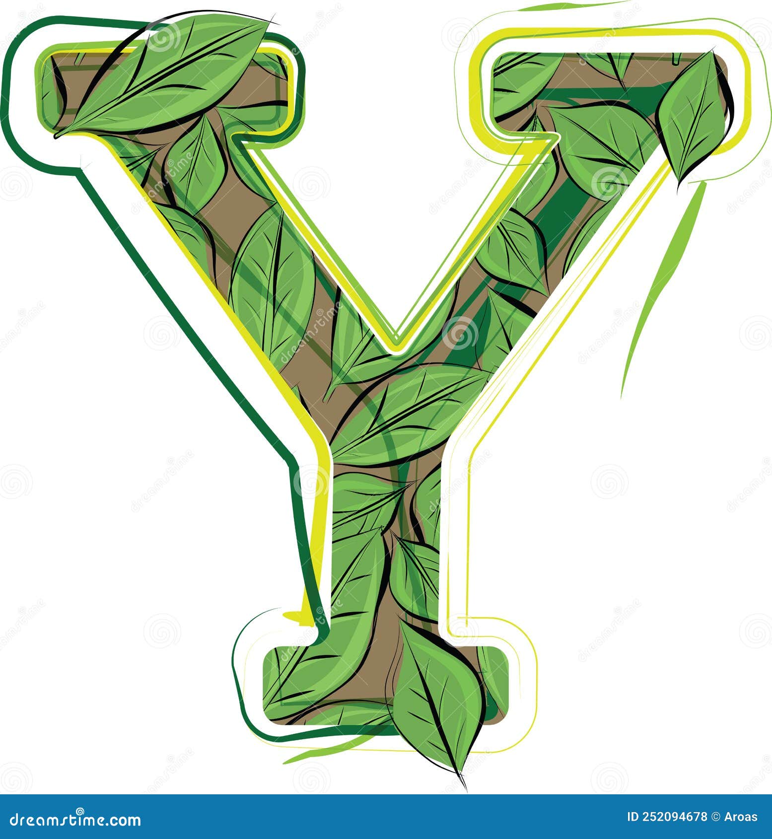 Green Leaf Alphabet Illustration LETTER Y Stock Vector - Illustration ...