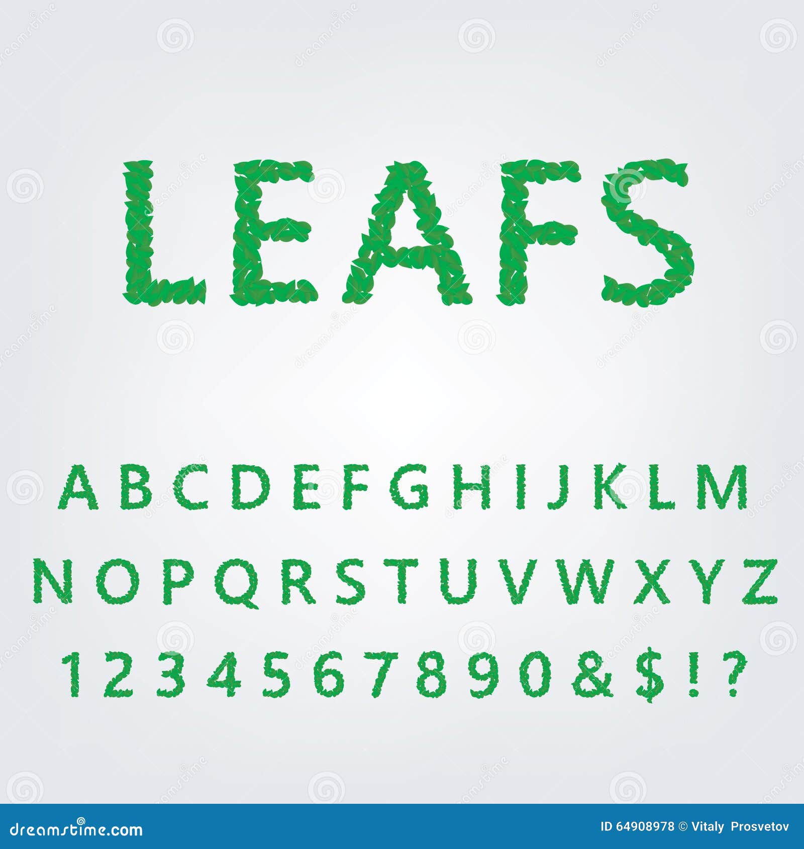 Green Leaf Alphabet Vector Illustration | CartoonDealer.com #64908978